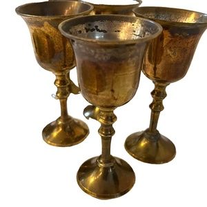 unbranded | Dining | Set Of 6 Small Gold Coloured Brass Goblets 4 Tall ...